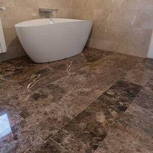 Carrelage sol et mur Marbre Maron Emperador Poli, 60 x 30 x 2 cm ...