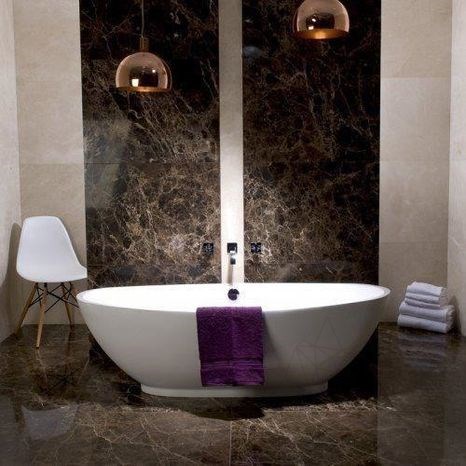 Carrelage sol et mur Marbre Maron Emperador Poli, 60 x 30 x 2 cm ...